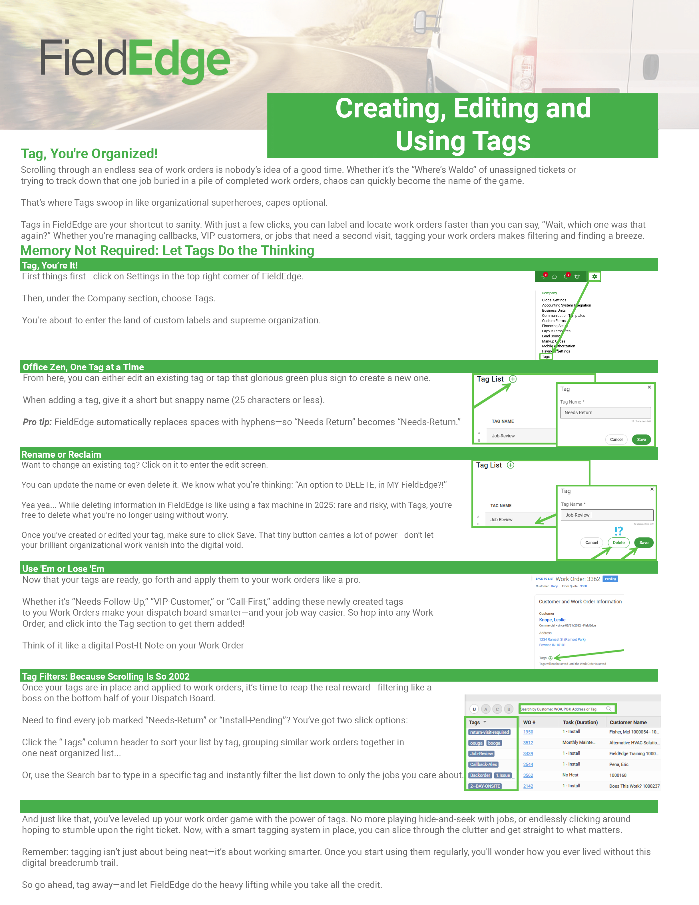 Common FieldEdge Practices (Cheat Sheet)